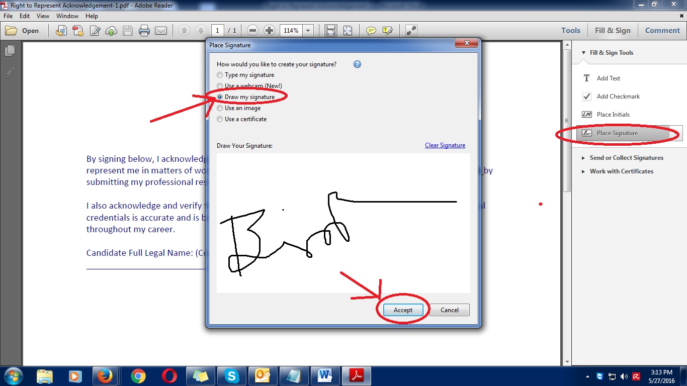 How to sign the Doc/Pdf: Signing the pdf document