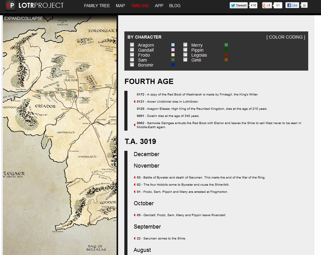 An Interactive Map and Timeline of Middle Earth - Free Technology For ...