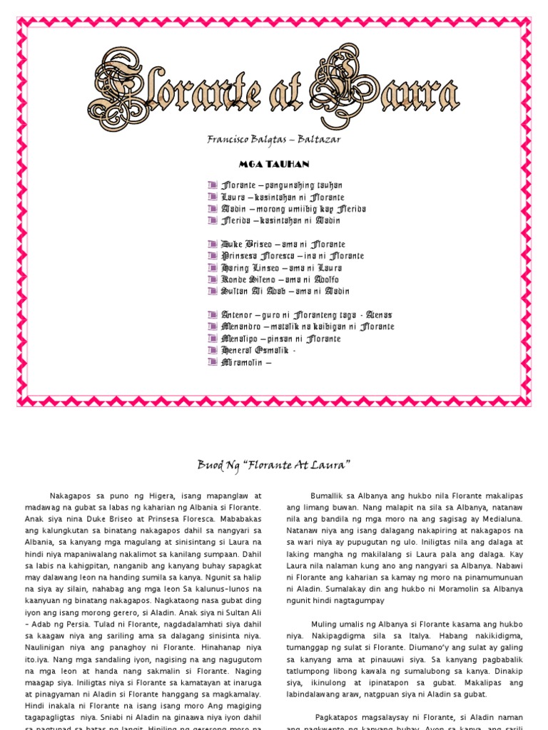 mga tauhan sa florante at laura - philippin news collections