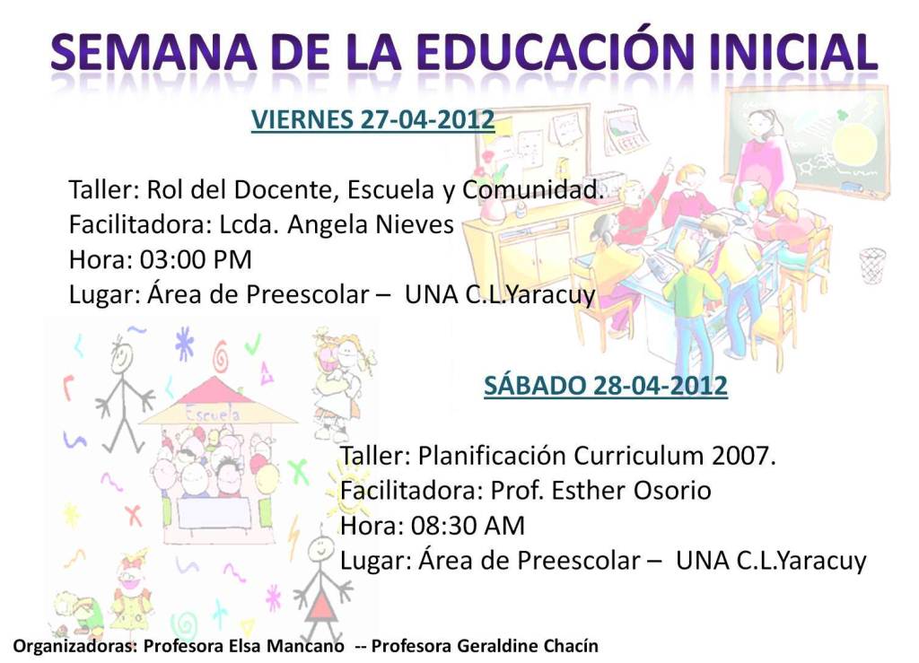 BIBLIOTECA UNA CENTRO LOCAL YARACUY: Semana de la Educación Inicial