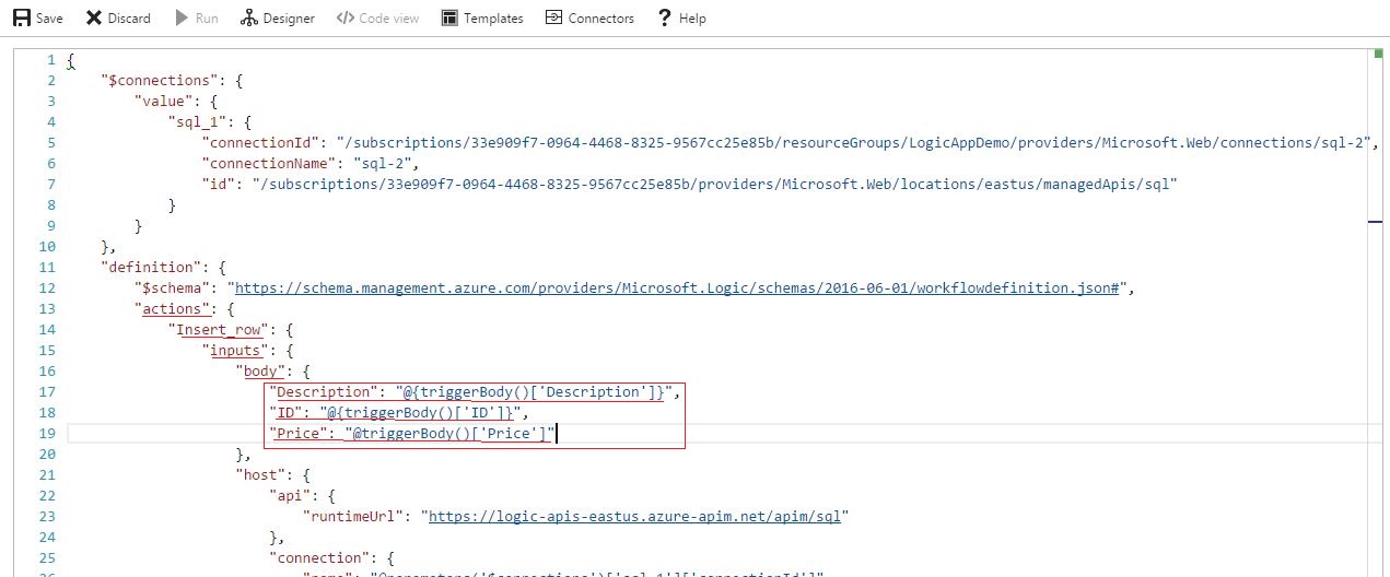 Inserting Data In On Premises Sql Database Using Logic Apps