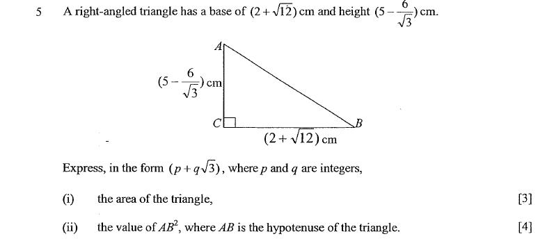 Q5. Surds - O level Additional Maths Challenging Questions