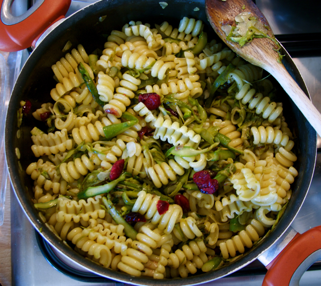 Riccioli with Dried Cranberries, Asparagus & Mint