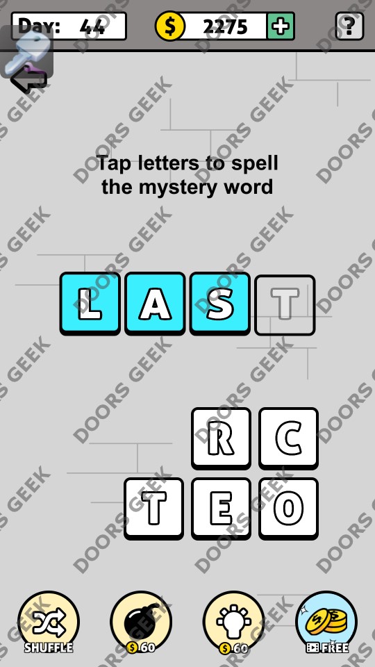 Words Story Day 44 Answer ~ Doors Geek