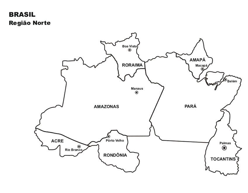 Mapa Da Região Norte Para Colorir - EDUCA