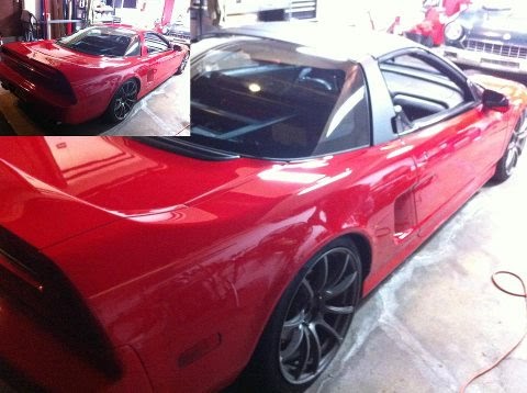 K Custom Car Wraps: Acura NSX - Top portion wrapped in 3M satin black