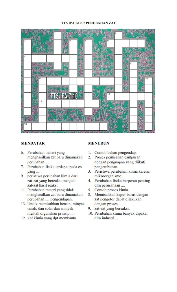 Tts Ipa Kls 7 Ttg Perubahan Zat | Selalu Belajar