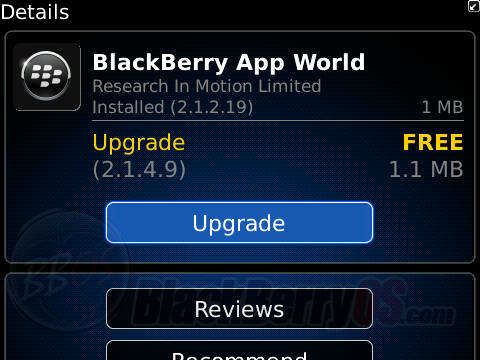 Todo Celular: OFICIAL BlackBerry App World Actualiza a la v2.1.4.9