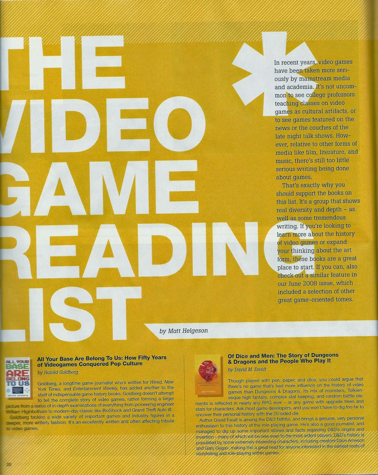 Brett Weiss: Words of Wonder: The Video Game Reading List