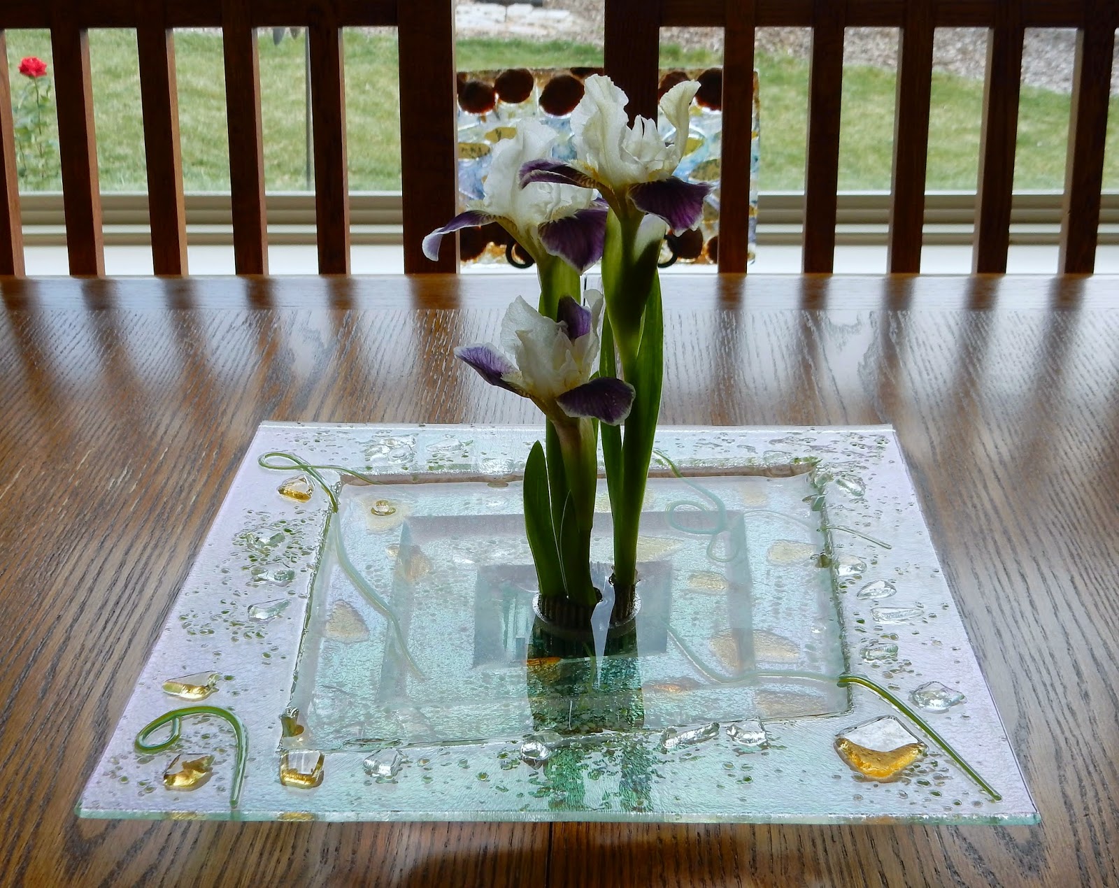 Signs of Spring, Fused Glass Ikebana Bowl