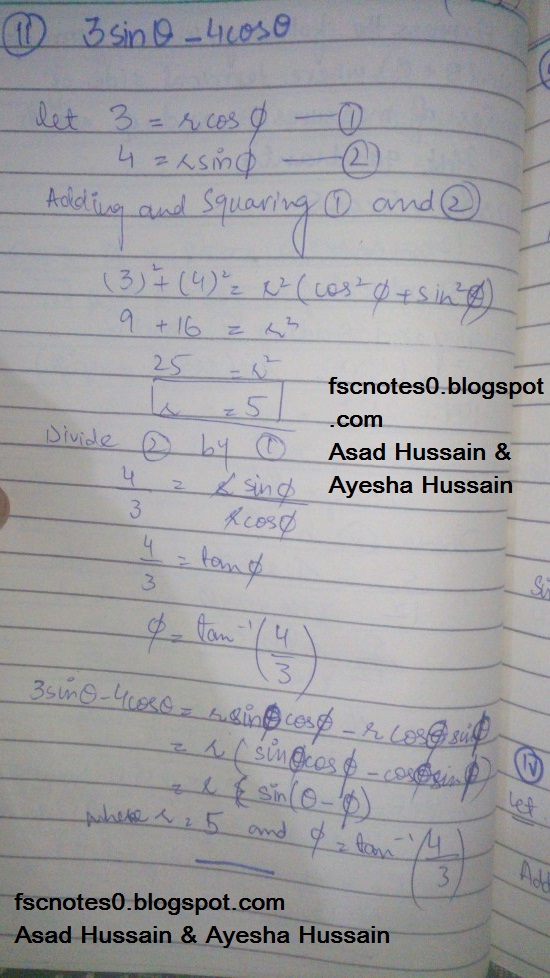FSc ICS FA Notes Math Part 1 Chapter 10 Trigonometric Identities ...