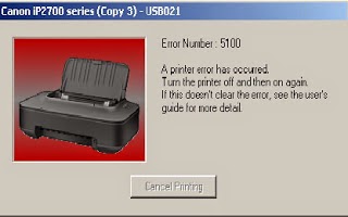 Cara Mengatasi Canon Pixma IP 2770 Error 5100