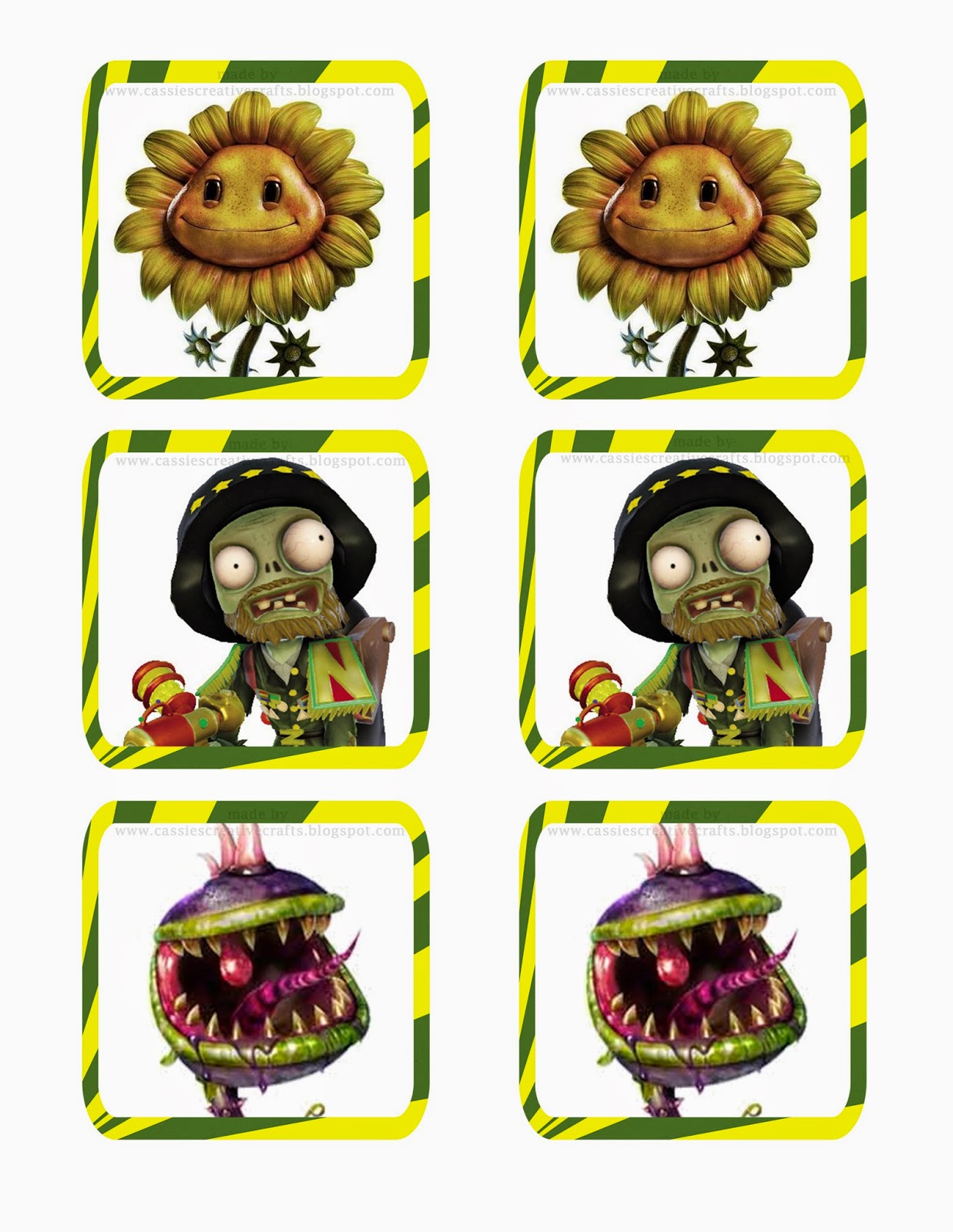 Cassie's Creative Crafts: Plants vs Zombies DIY Memory Game With Free ...