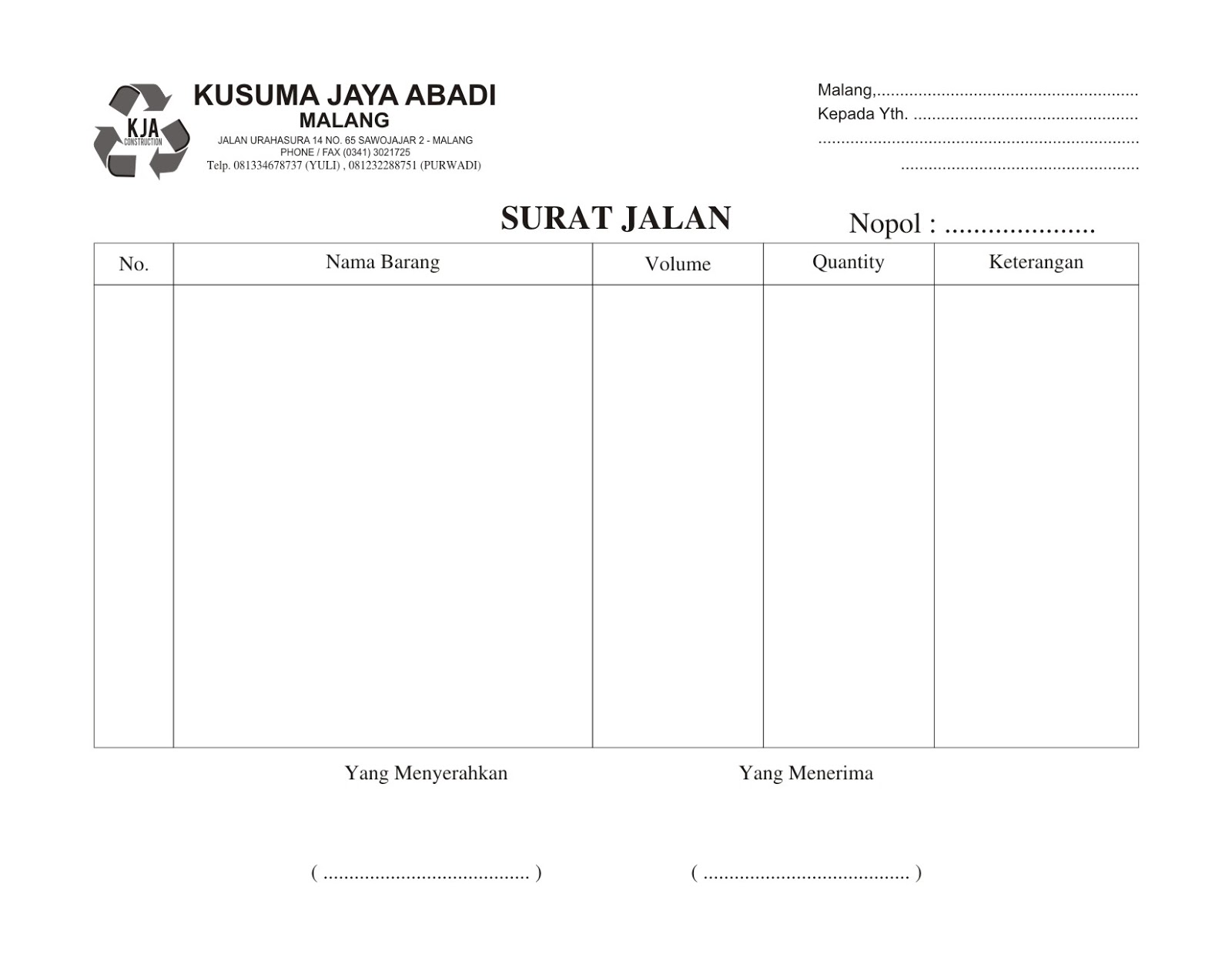 Contoh Nota Bon Kosong | Percetakan di Malang | Cetak murah dan ...