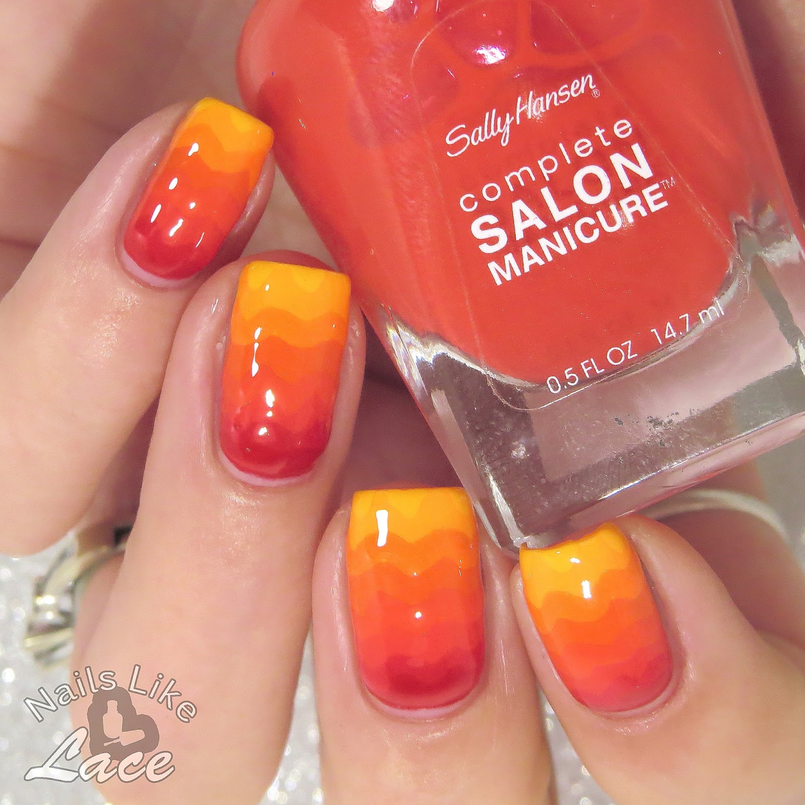 NailsLikeLace: 40 Great Nail Art Ideas: Red & Orange Zigzags with Cacti