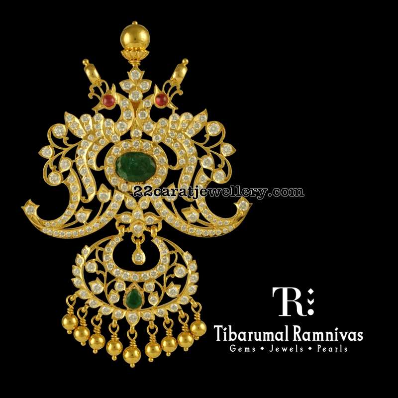 Diamond Peacock Locket by Tibarumal - Jewellery Designs