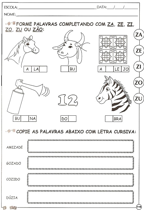 ATIVIDADES DE ALFABETIZAÇÃO COM A LETRA Z PARA IMPRIMIR E COLORIR ...