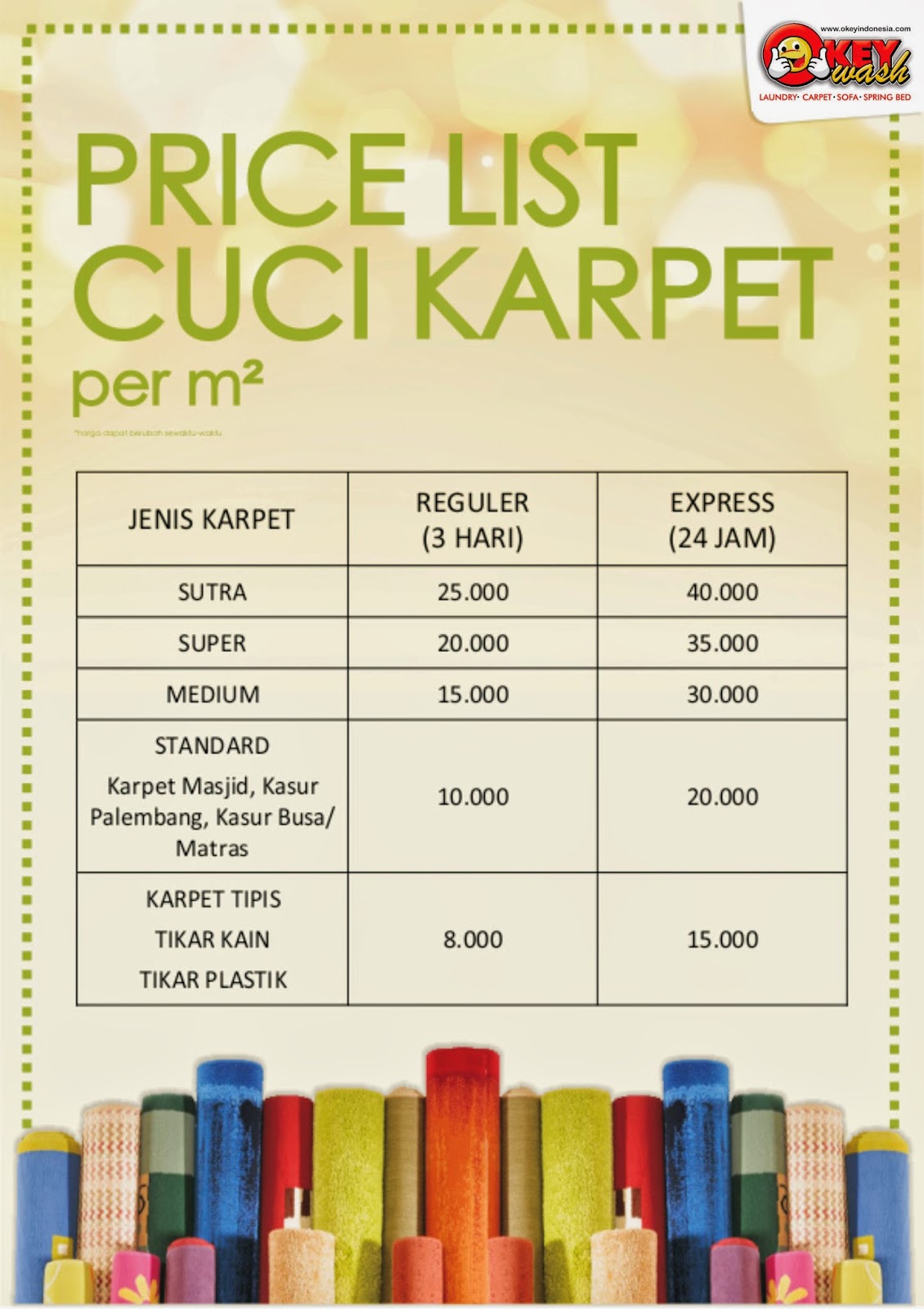 OkeyWash Lampung: Price List CUCI KARPET