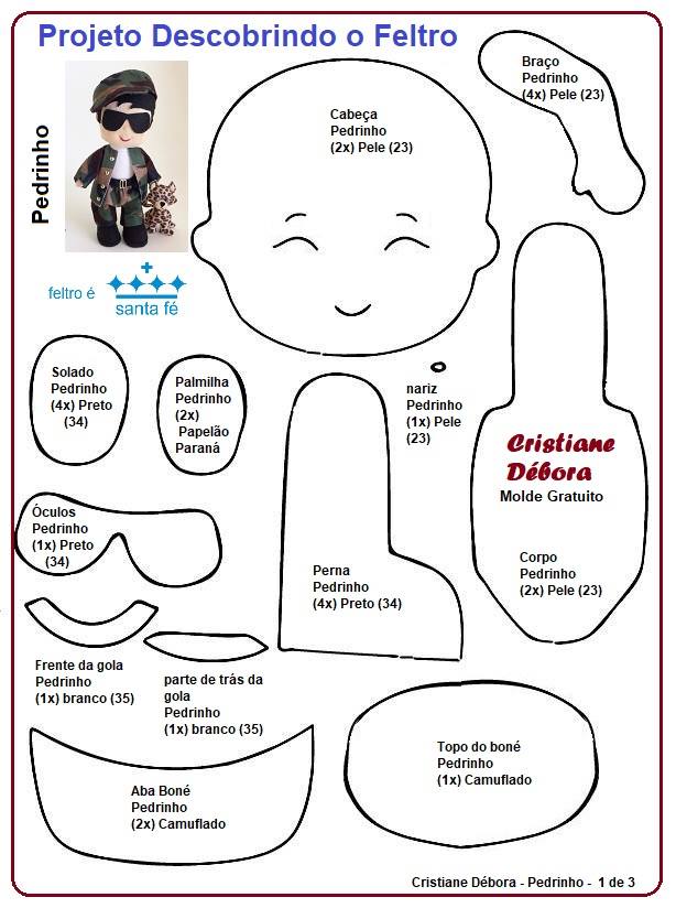 Artesanato Passo a Passo e Molde: Boneco Soldado em Feltro com molde