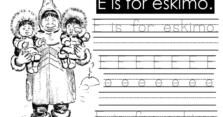 Crayon Palace: "E is for eskimo" alphabet coloring page
