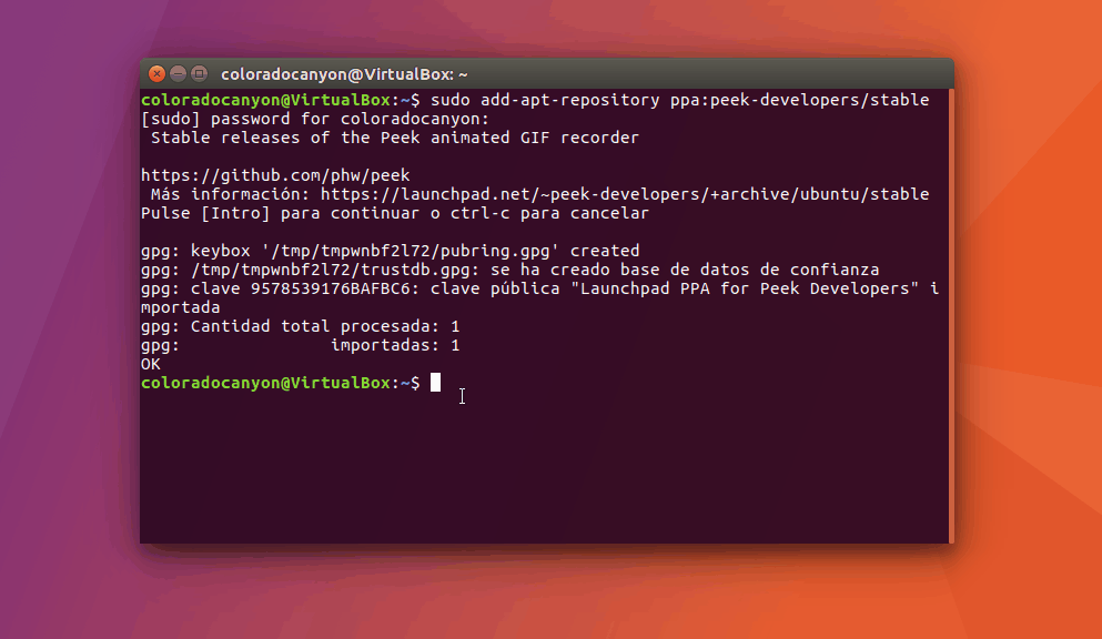 Crear gif animados con Peek en Linux Ubuntu | Aplicaciones de Libre Uso