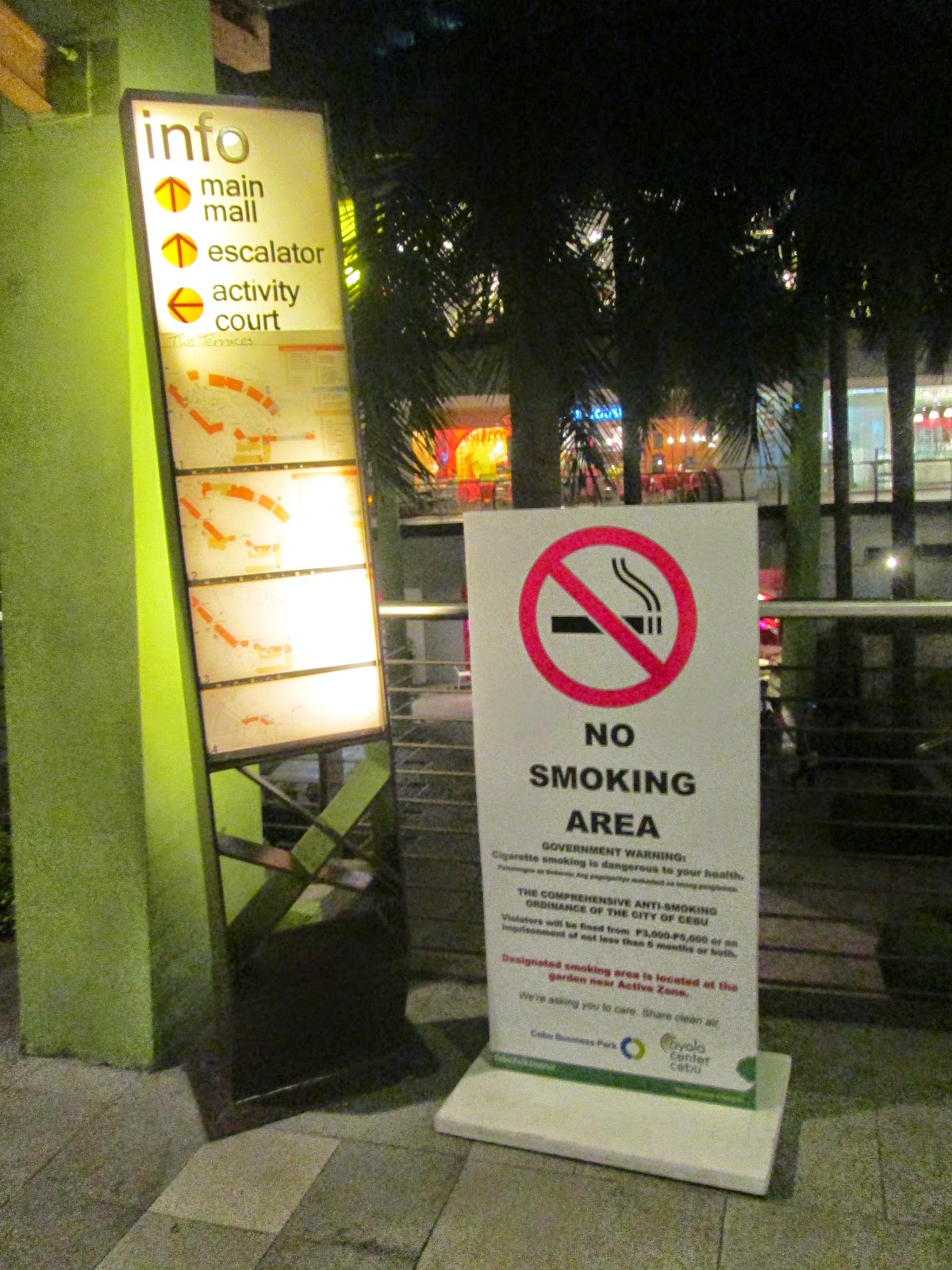 INSPIRING JOURNEY: "NO SMOKING" Signages at Ayala Center in Cebu City ...