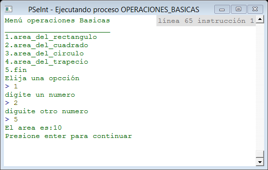 APRENDIENDO CON PSEINT: MENÚ EN PSEINT