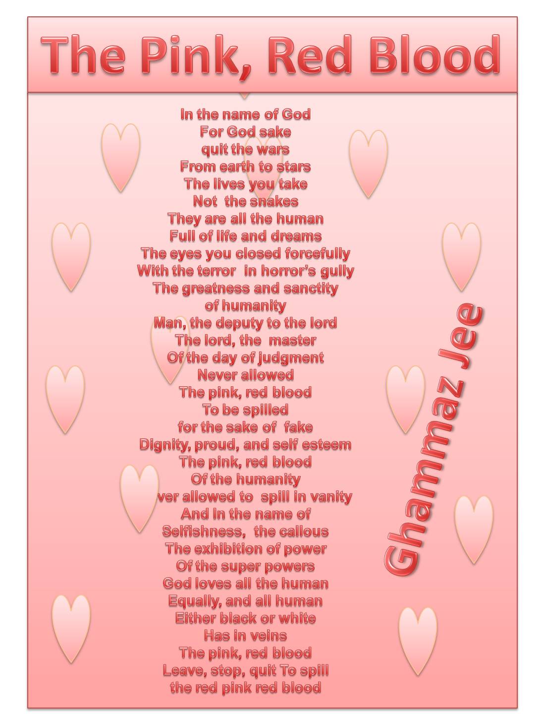 Beautylove and Poetry: The Pink, Red Blood (Poem)