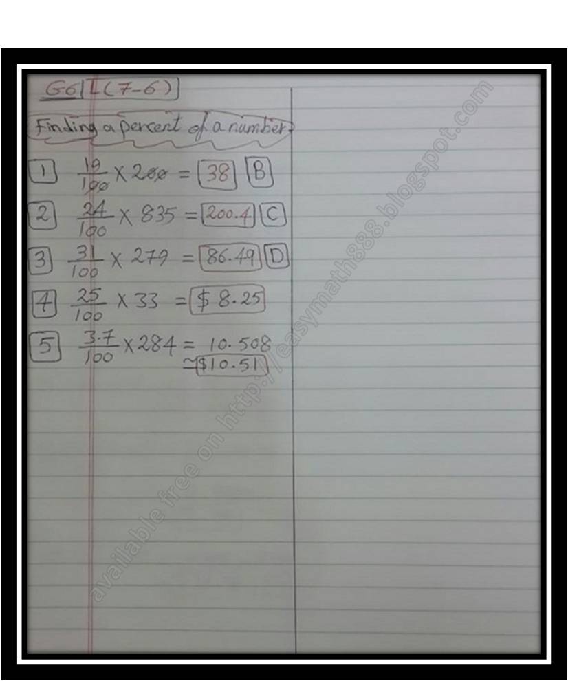 G6 Worksheets ~ Easy Math