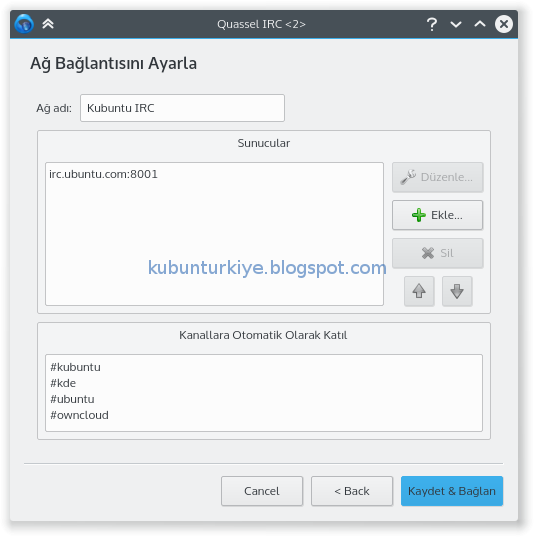 Kubuntu Türkiye: 21. IRC Sunucularına Bağlanma (Quassel)