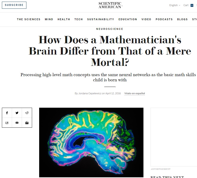 Mathematician's Brain Differs