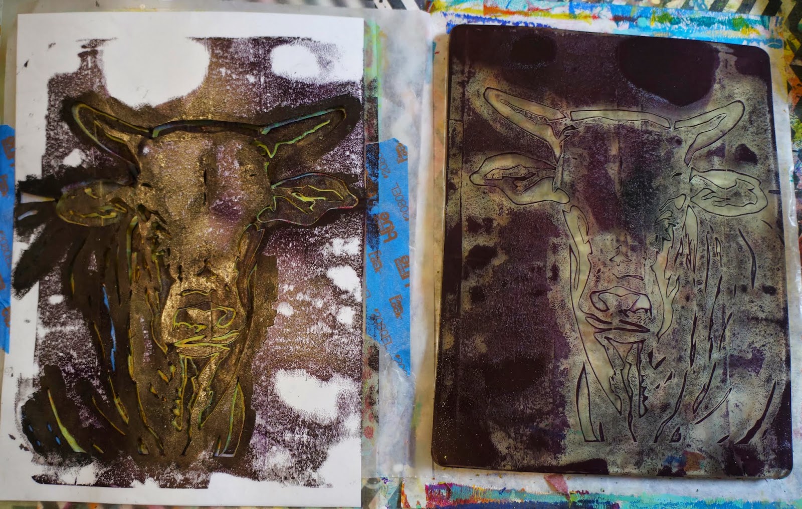 Ginger Wilson: Cow Gelli prints