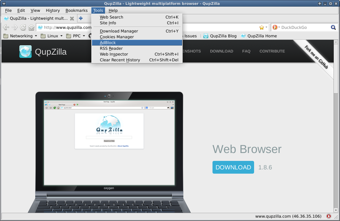 Qupzilla adblock - brobrowser
