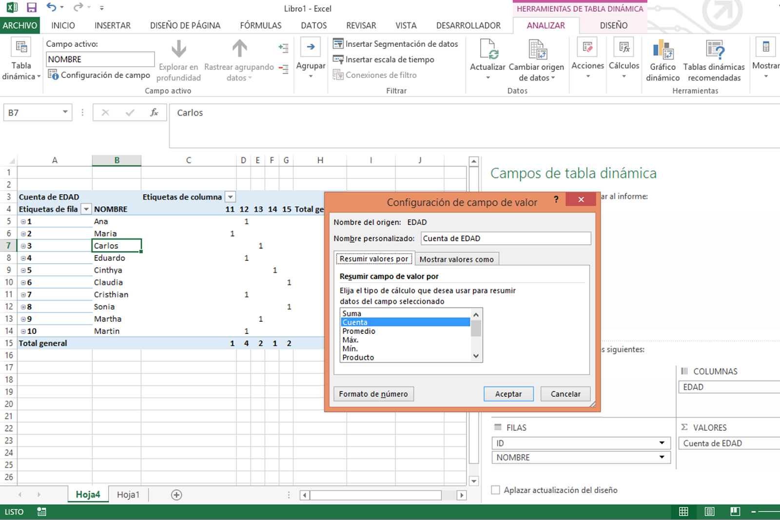 Tablas dinámicas en Excel ~ tics
