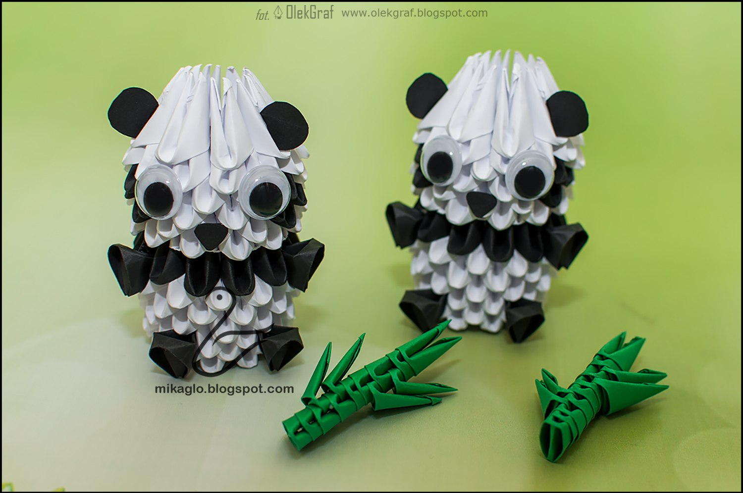 Origami 3d - mikaglo: 538. Pandy z origami 3d / 3d origami pandas
