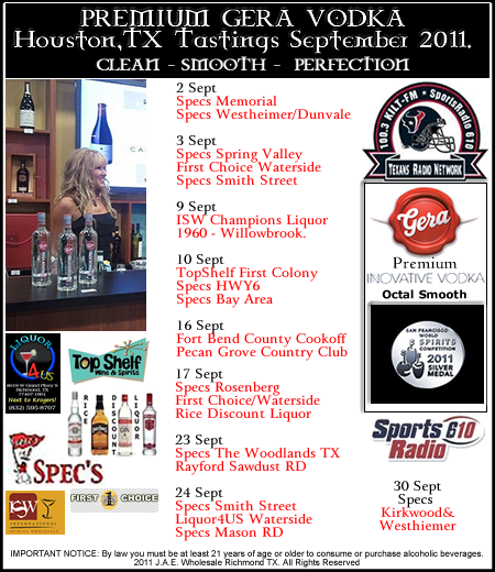 geravodkahouston: Gera Vodka Tastings