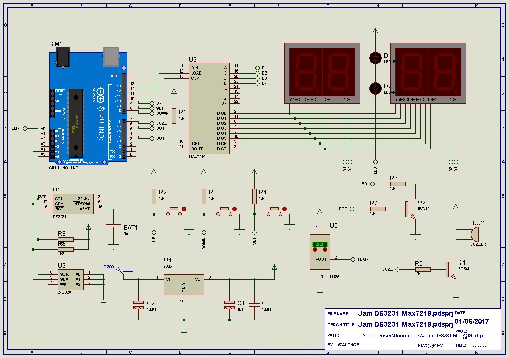Digital Clock Arduino RTC DS3231 dengan Monitoring suhu (LM35) display ...