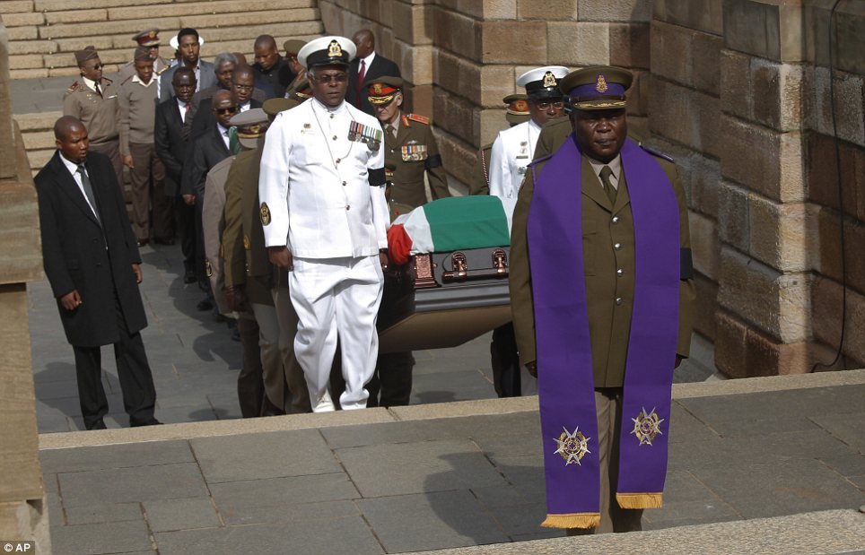 Nelson Mandela's coffin goes on public view.