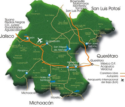 Mapa de Guanajuato Política Regional | Mapa Político Ciudad Región ...
