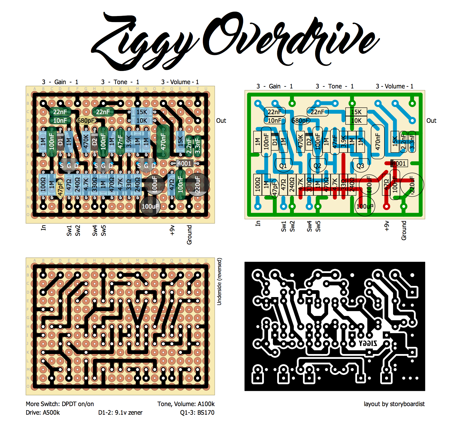 Perf and PCB Effects Layouts: Crazy Tube Circuits Ziggy Overdrive
