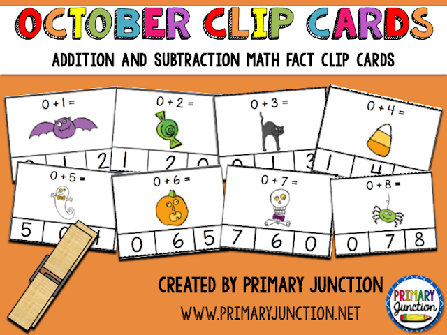 Math Fact Clip Cards: Addition and Subtraction to 10 | Primary Junction