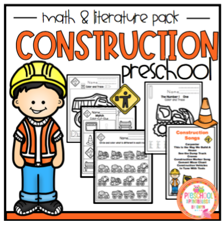 Construction Math & Literature Pack ~ Preschool Printables