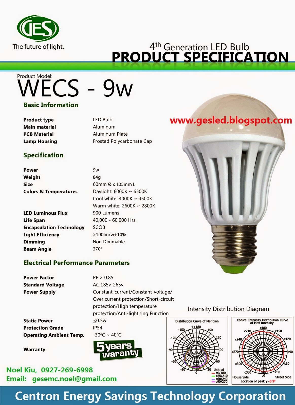 Technical Specifications | GES 4th generation LED lights