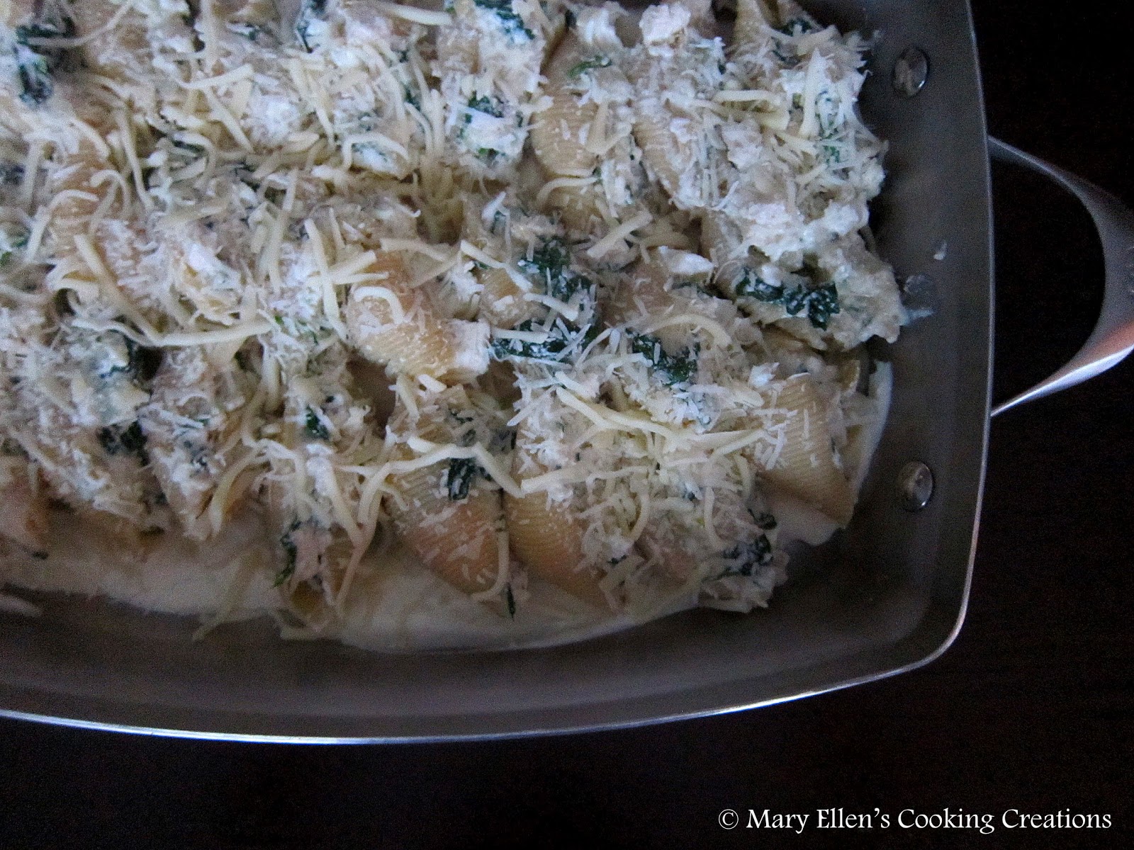 Mary Ellen's Cooking Creations: Chicken-Spinach-Artichoke Stuffed Shells