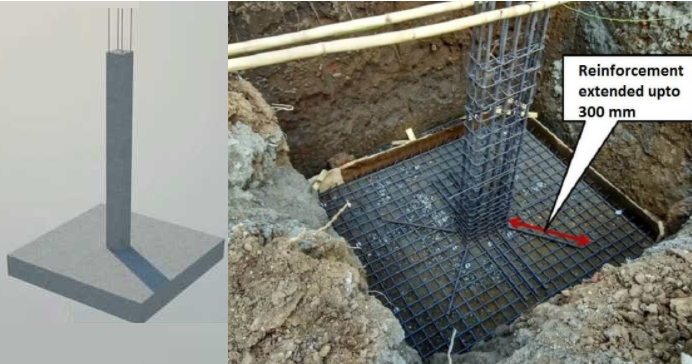 Reinforced Foundation and Column Process in 3D View - مجلتك المعمارية