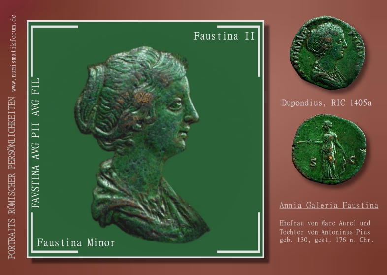römische Kaiserportraits auf Münzen: Faustina Junior (Faustina II ...