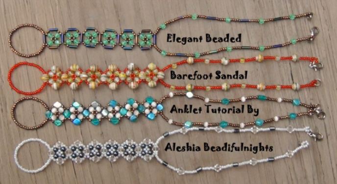 Pretty Beaded Barefoot Sandal Anklet Tutorial / The Beading Gem