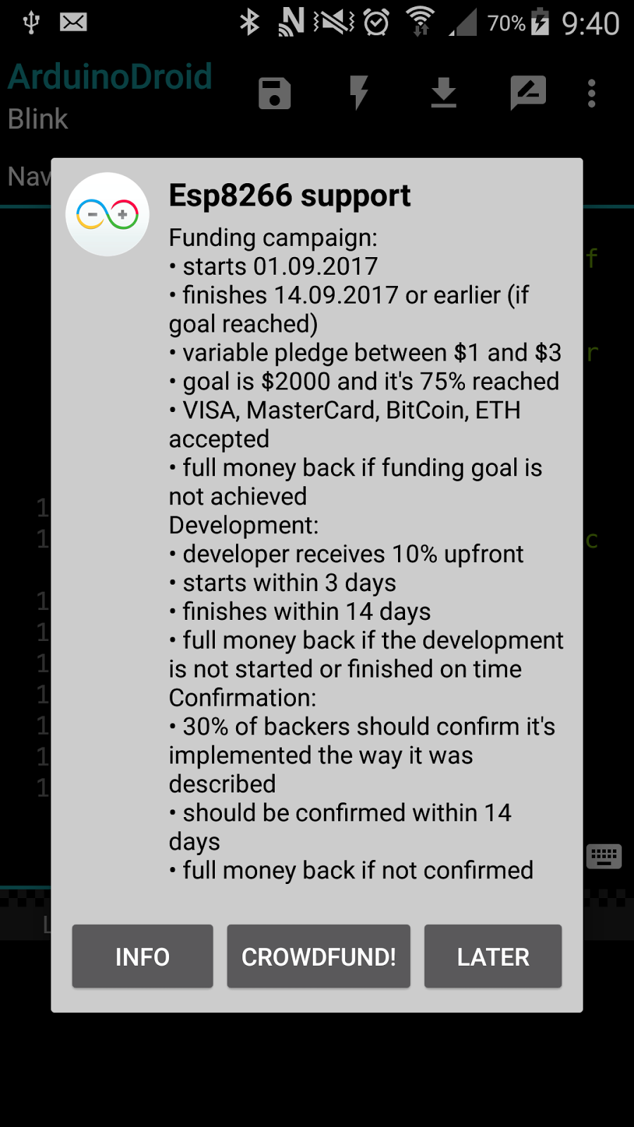 Arduinodroid Arduinoesp8266esp32 Ide For Android Digispark Support Crowdfunded