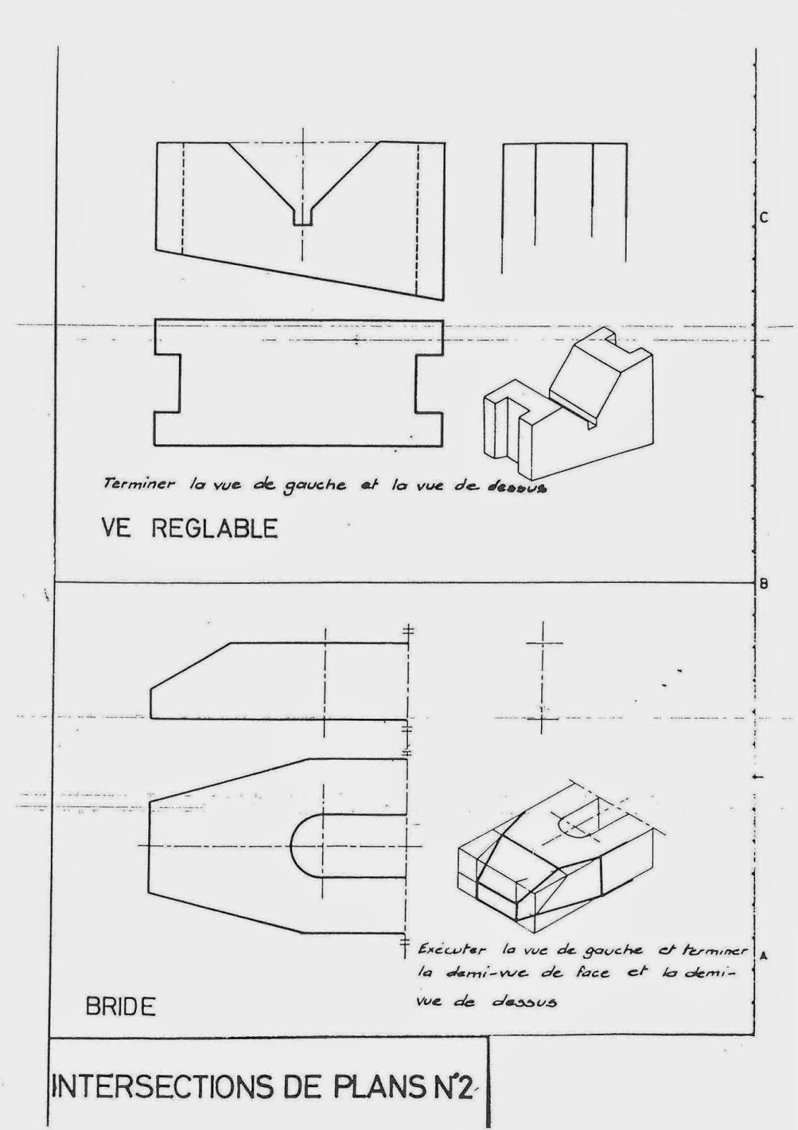MECANIQUE EN LIGNE: Cours de dessin technique - Vé réglable - exercice