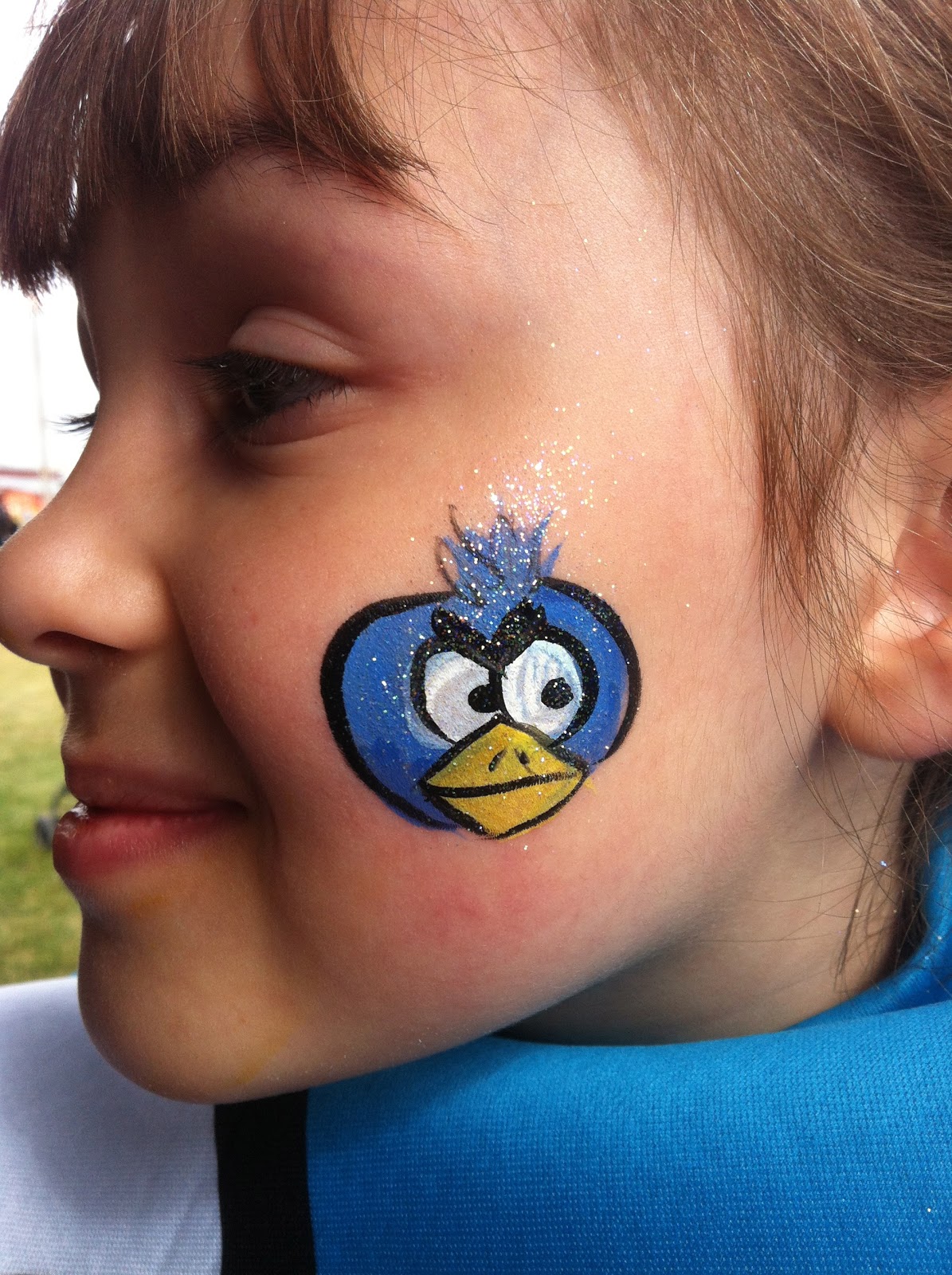 Blue Angry Bird Face Paint